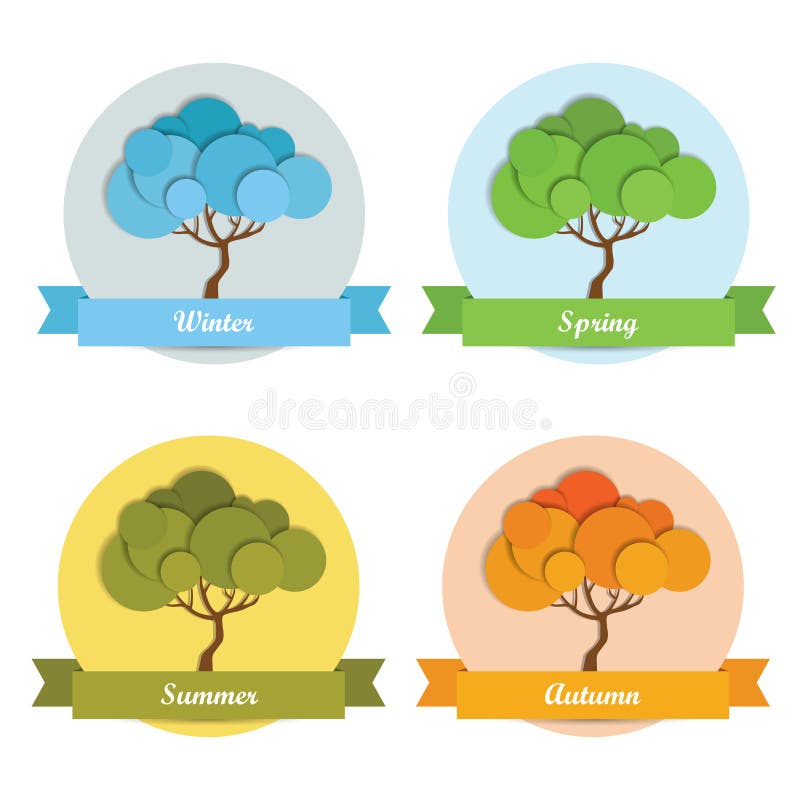 Four Seasonal Icons with Tree Stock Vector - Illustration of abstract ...