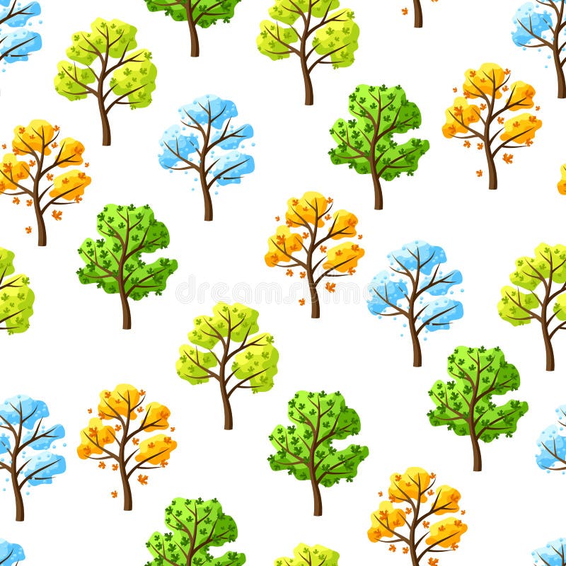Four Seasons Trees Pattern. Stock Vector - Illustration of nature ...
