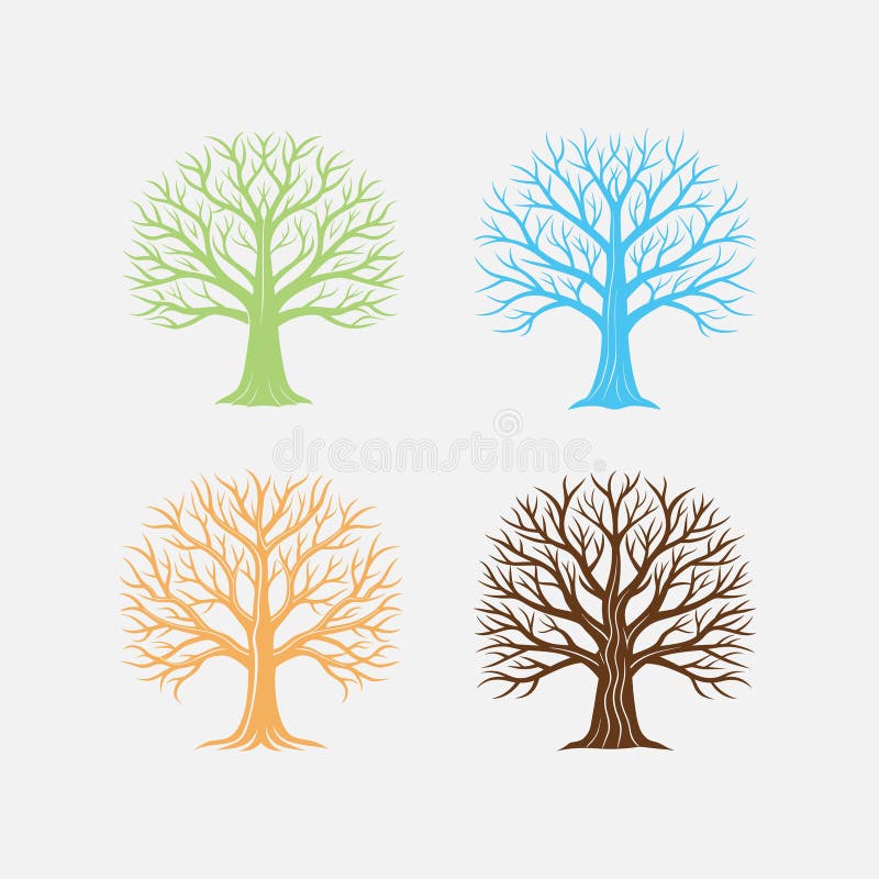 Four Seasons Trees, Vector Illustration. Stock Vector - Illustration of ...