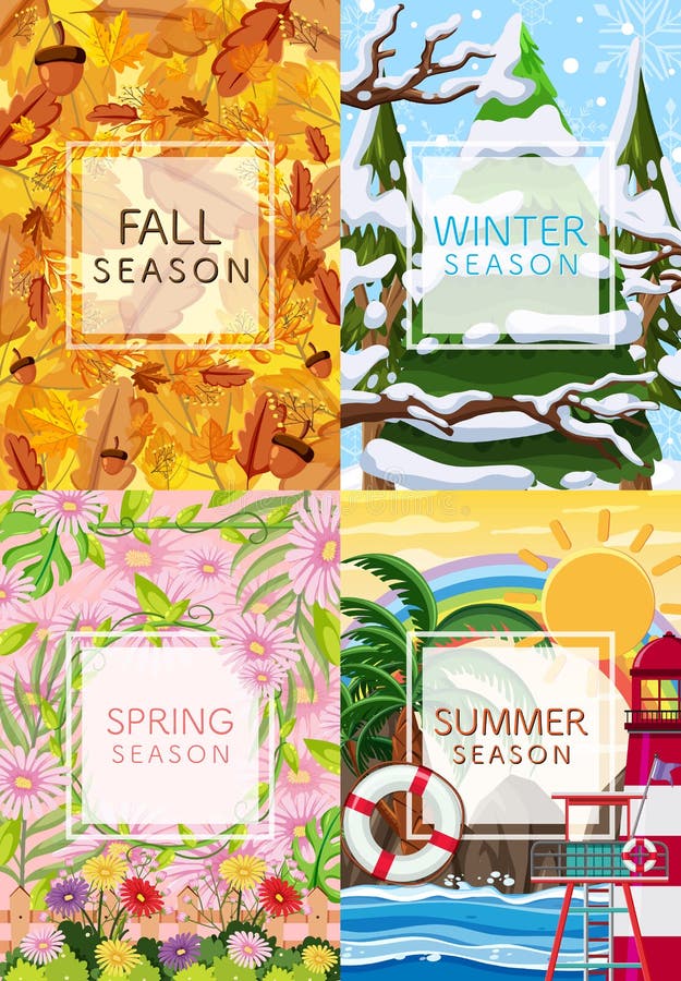 Four Seasons Typographic Posters Stock Vector - Illustration of summer ...