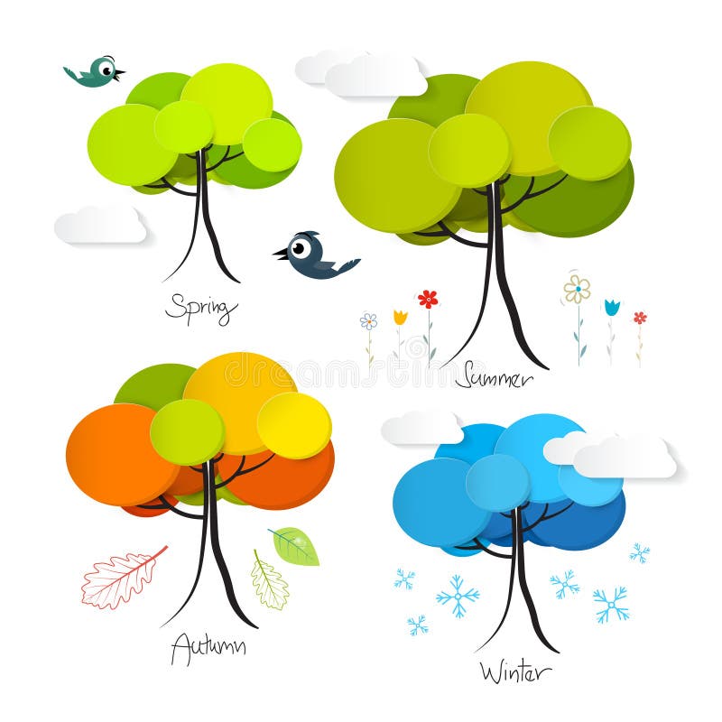 Trees Four Seasons Vector Stock Illustrations – 619 Trees Four Seasons ...