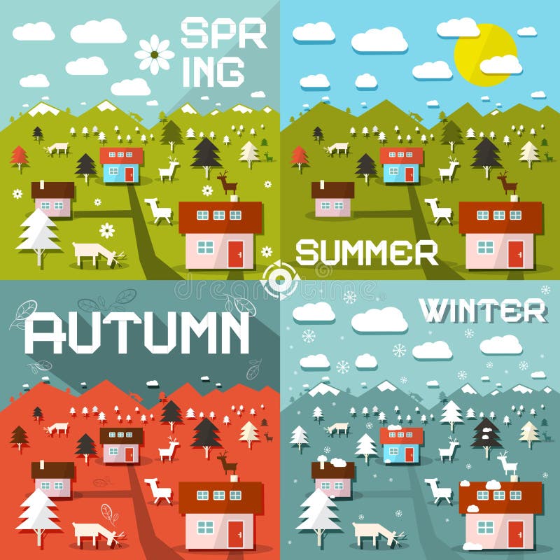 Four Seasons Vector Illustration Stock Vector - Illustration of leaf ...