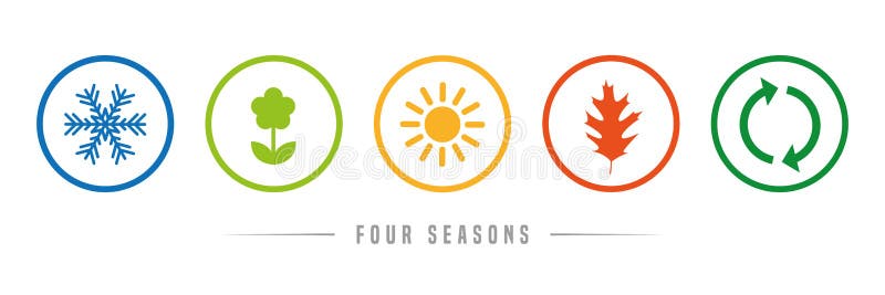 Four Seasons Winter Spring Summer Fall Icon Set Stock Vector ...
