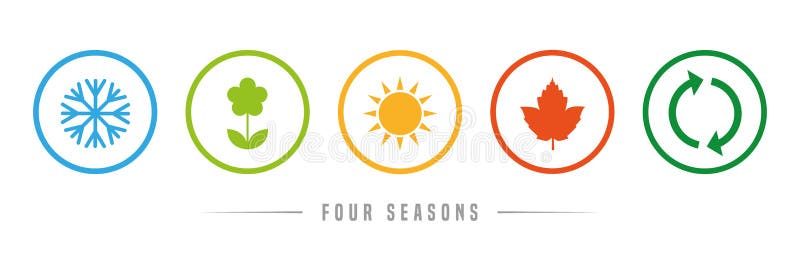 Four Seasons Winter Spring Summer Fall Icon Set Stock Vector ...