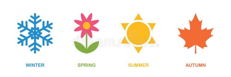 Four Seasons Winter Spring Summer Fall Icon Set Stock Vector ...