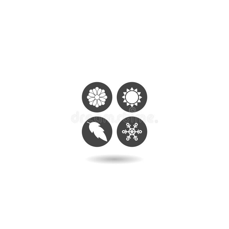 Four Seasons Winter Spring Summer Fall Simple Icon with Shadow Stock ...