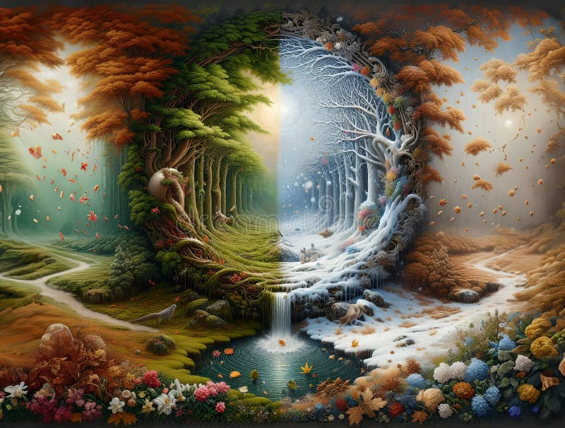 Four Seasons: Winter, Summer, Spring and Fall, Concept Stock ...