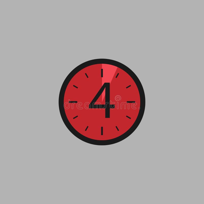 Four Seconds Clock on Gray Background. Stopwatch Icon in Flat Style ...