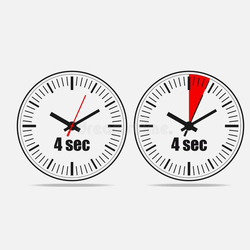 Four Seconds Clock on Gray Background. Stopwatch Icon in Flat Style ...