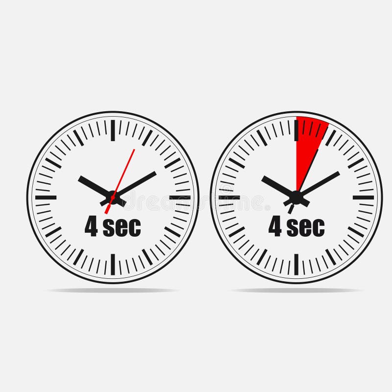 Four Seconds Clock On Gray Background. Stopwatch Icon In Flat Style ...