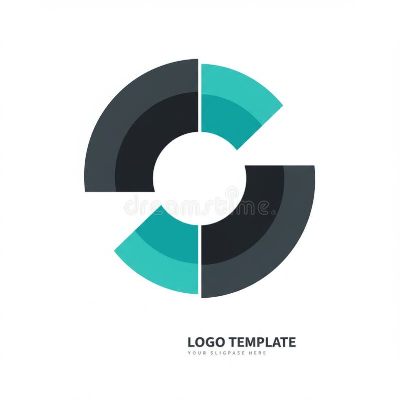 Four Segmented Arcs in Shades of Teal and Dark Gray Form a Circular ...