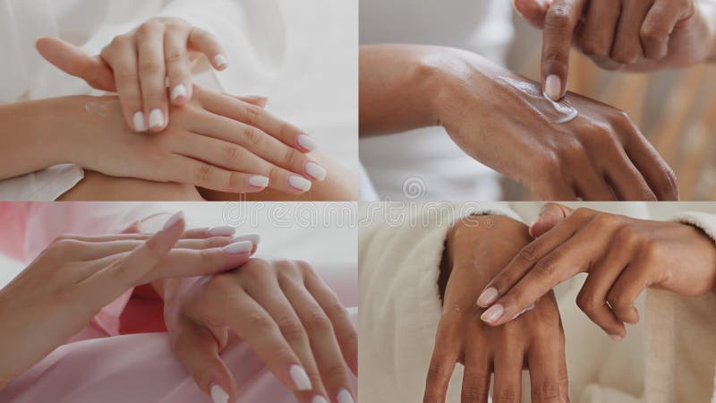 Hands Applying Moisturizer in a Wellness Routine at Home during Daytime ...