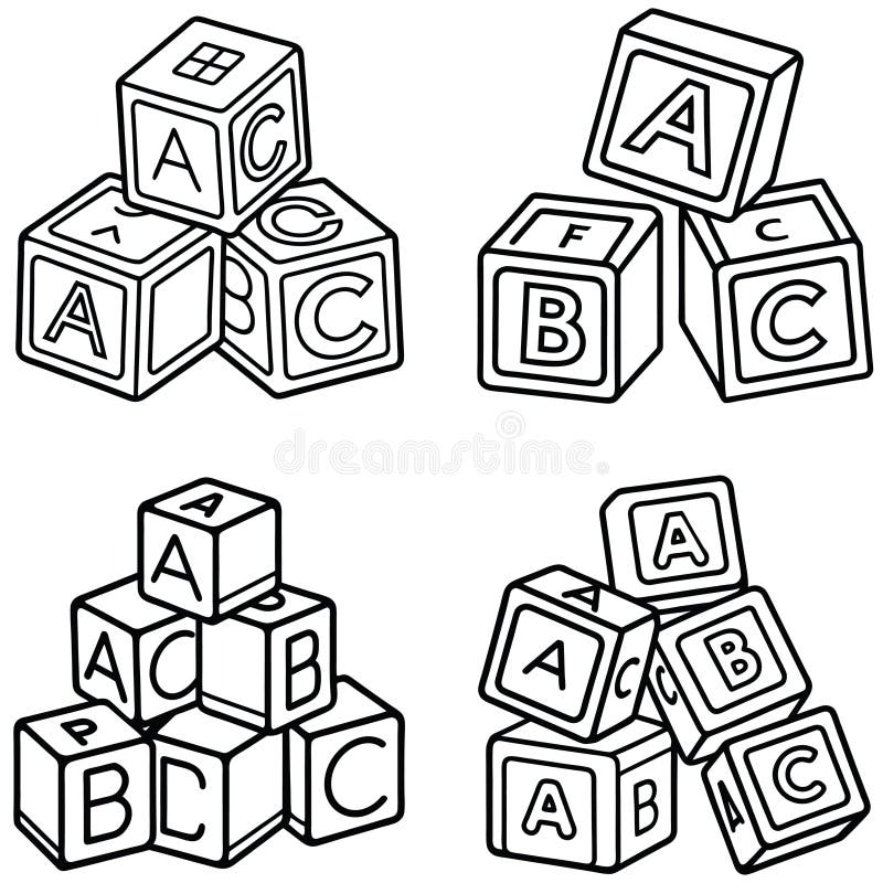 Stackable Alphabet Blocks Stock Illustrations – 13 Stackable Alphabet ...