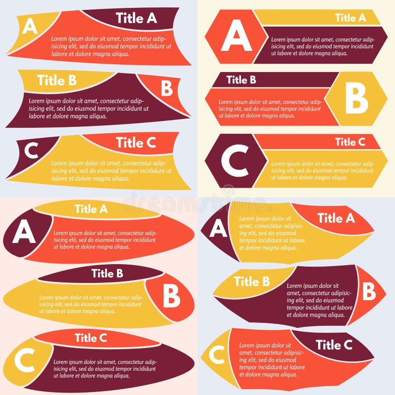 Four Sets of Three Elements of Infographic Design Stock Vector ...