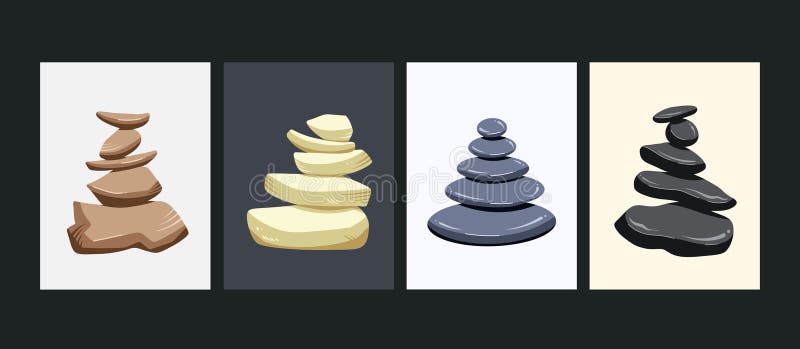 Zen Stone Stacks Vector Illustration Bundle Stock Vector - Illustration ...