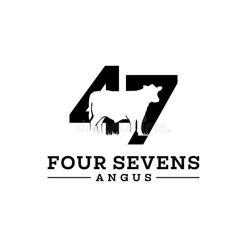 Four Seven Angus Cattle on a White Background Stock Illustration ...