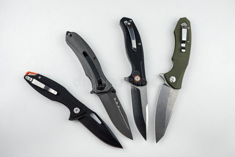 Four Sharp Combat Shiny Knife Isolated Stock Image - Image of slice ...