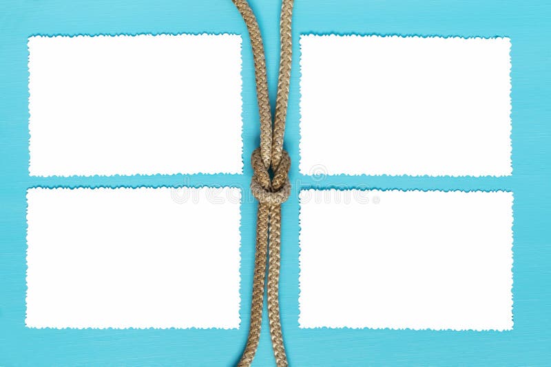 Four Sheets of Paper with a Rope on a Blue Background Stock Photo ...