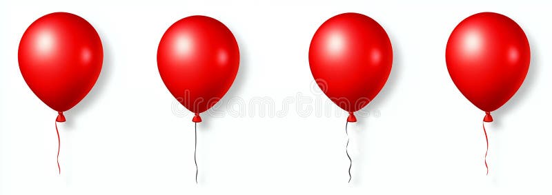 Four Shiny Red Balloons Festive Party Design Elements Air Ruby Icon ...