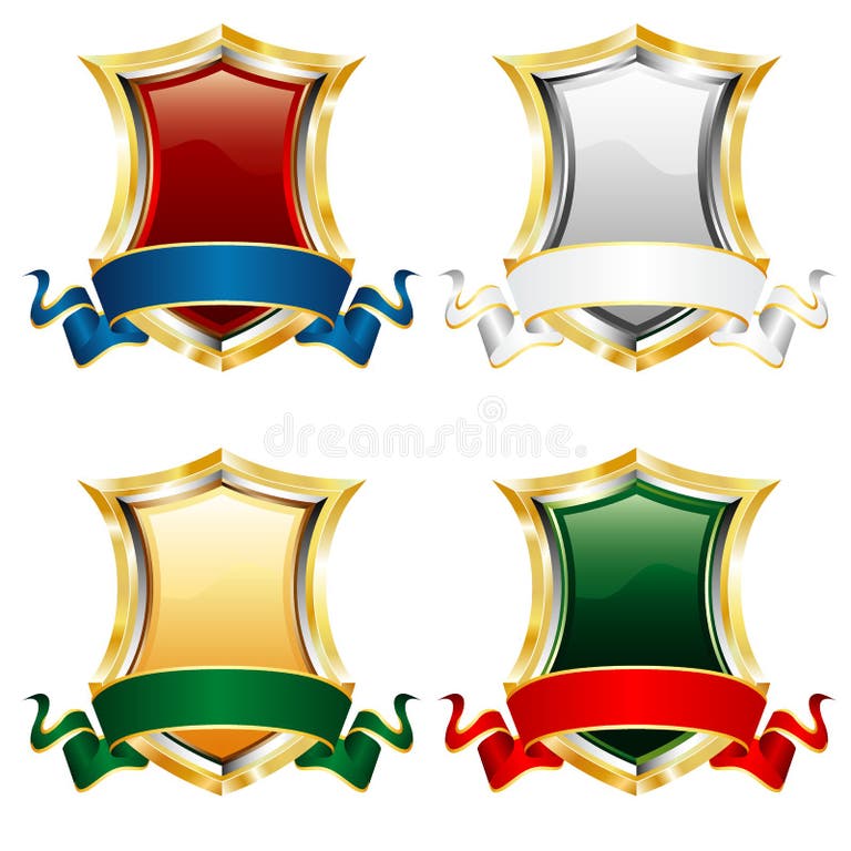 Four shiny shields stock vector. Illustration of badge - 11121519