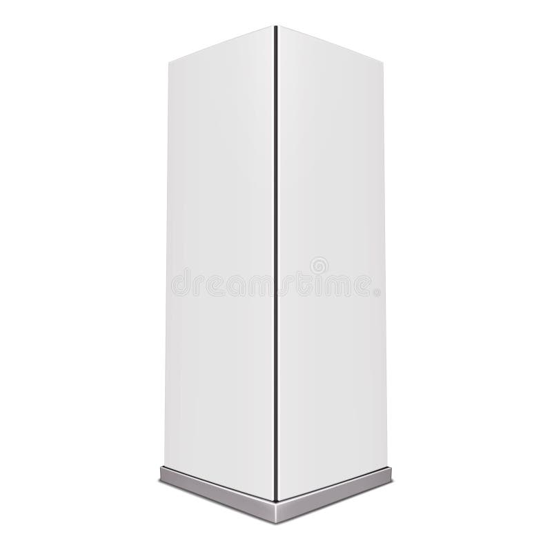 Four-sided Pop-up Banner Stand Realistic Vector Mockup. White Blank ...