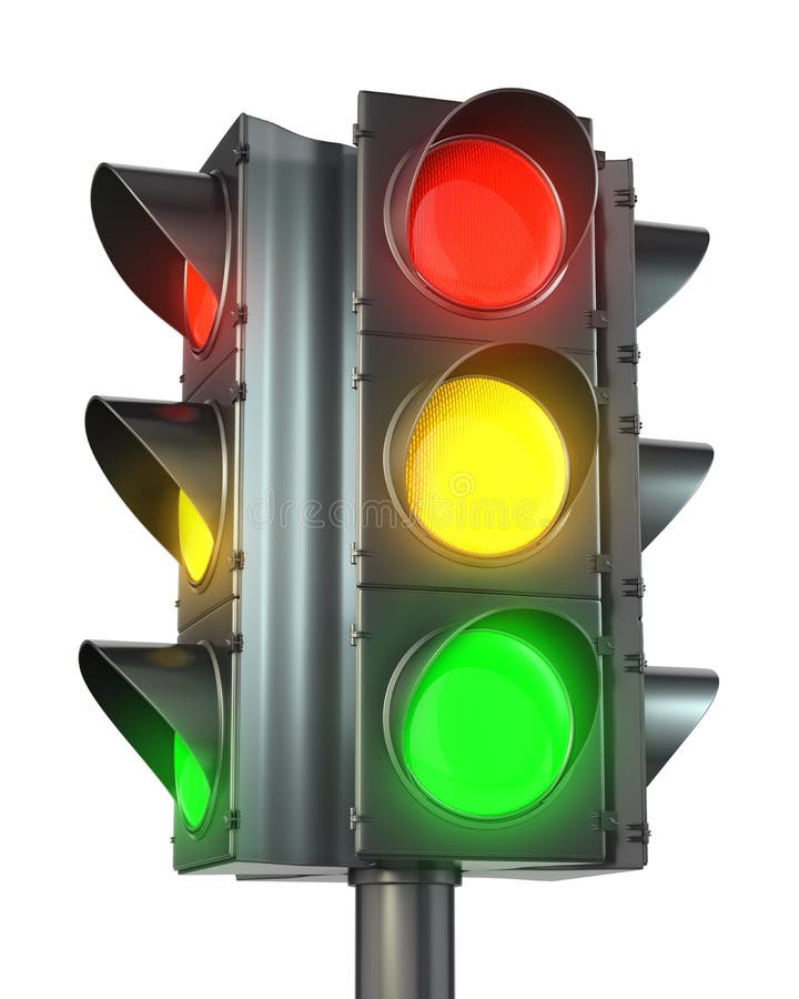 Four sided traffic light stock illustration. Illustration of road ...