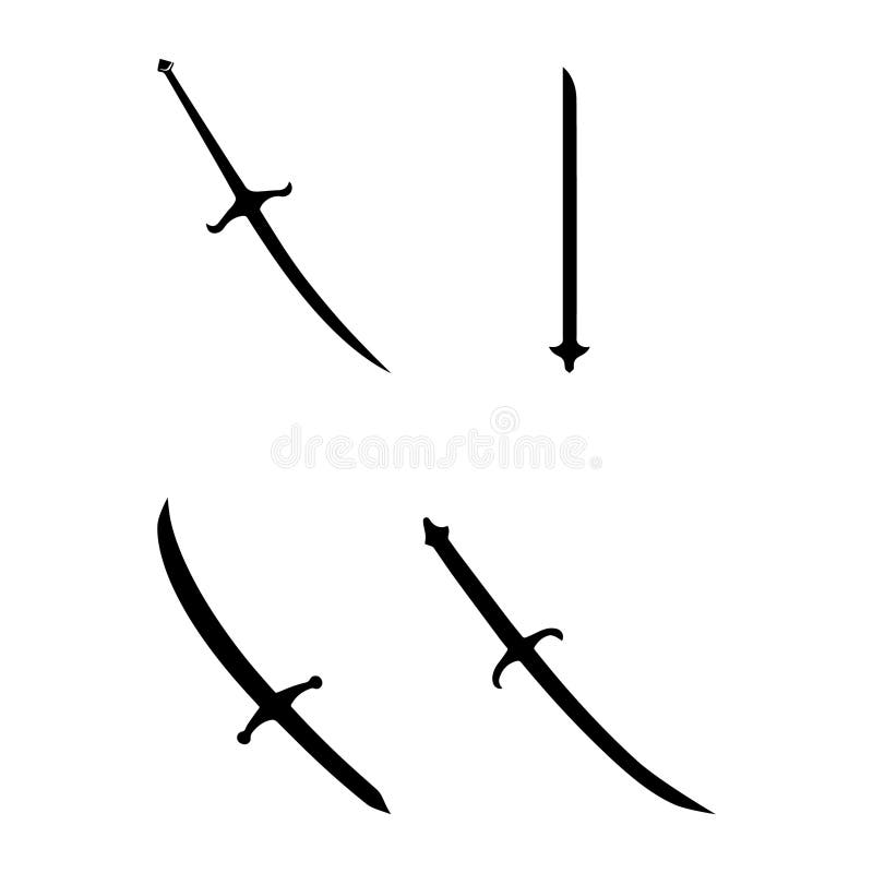 Four Silhouettes of Swords and Daggers Stock Vector - Illustration of ...