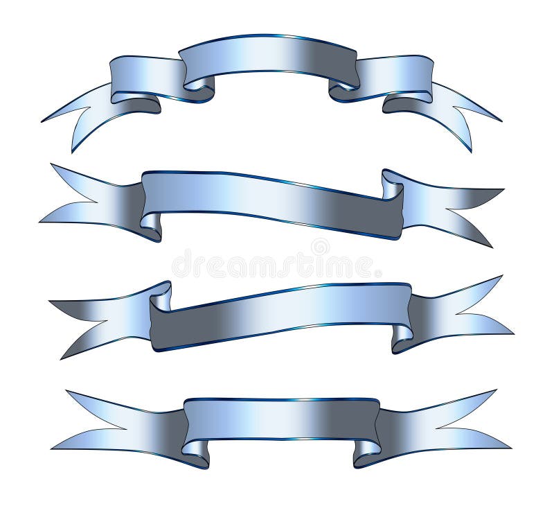 Four SIlver Banners on White Stock Vector - Illustration of award, blue ...