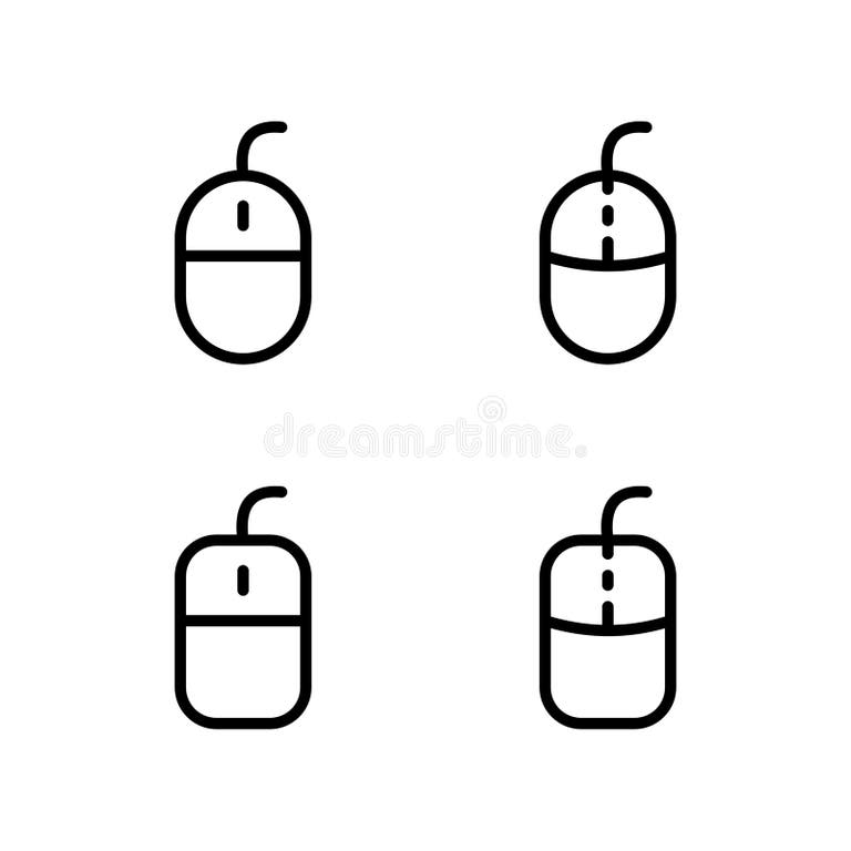 Computer Mouse Icon Set. Mouse Icon. 4 Type Mouse Icons. Stock Vector ...