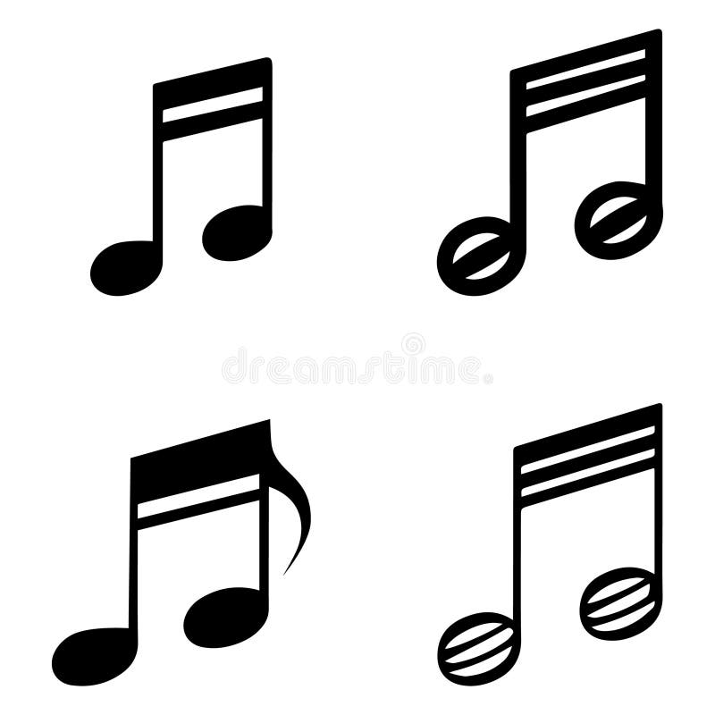 Four Simple Music Notes in Various Styles. Stock Illustration ...