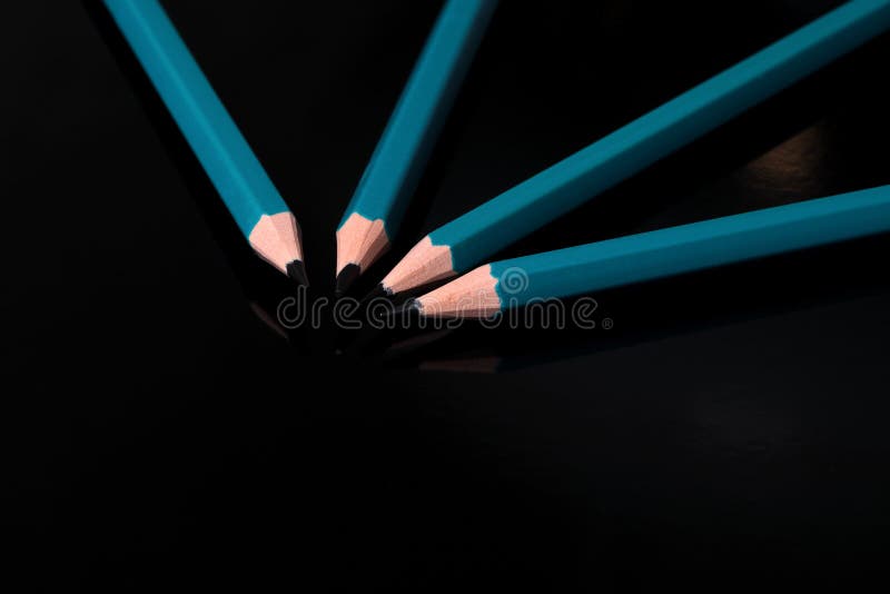 Four Simple Pencils on a Black Stock Photo - Image of book, learn ...