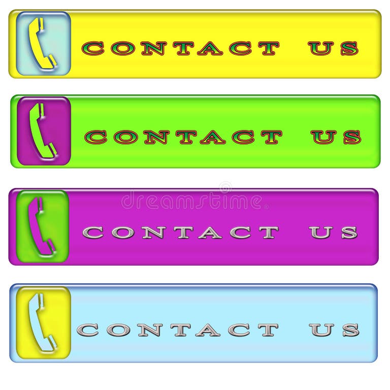 Four Simple Rectangular Contact Us Button Stock Photo - Illustration of ...