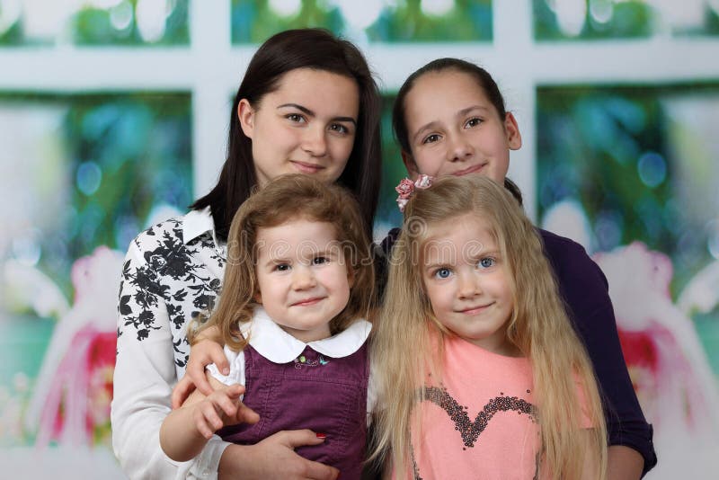 Four Sisters Group Portrait Stock Photo - Image of quiver, group: 78766860