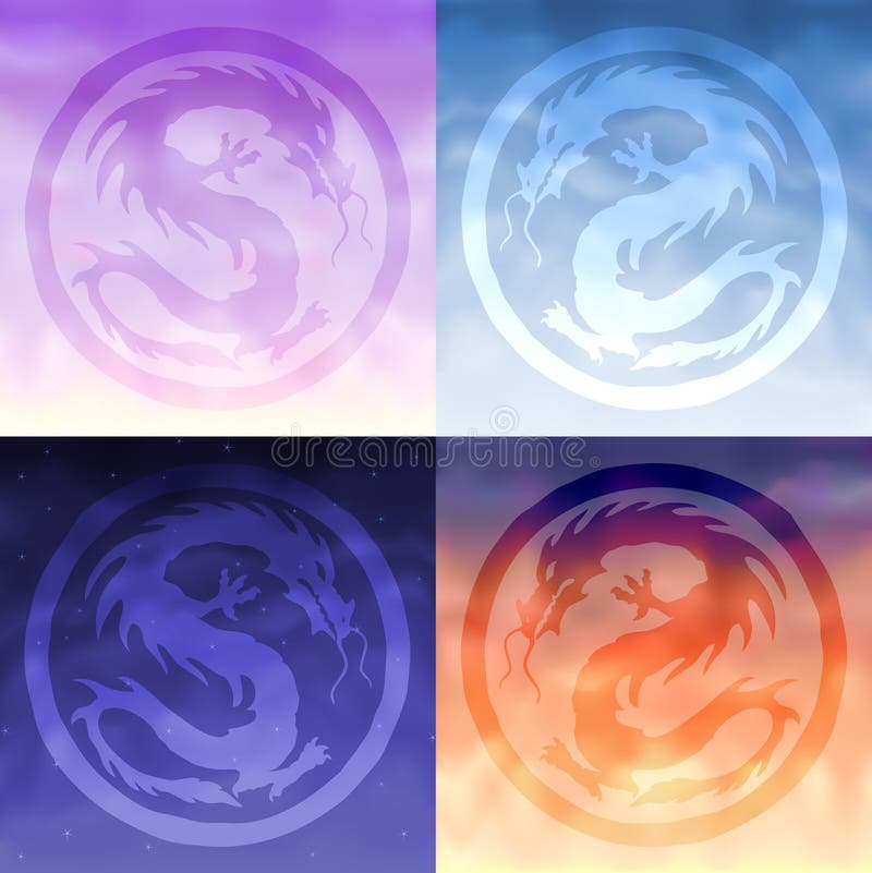 Four sky dragons stock vector. Illustration of asian, cloud - 9869126