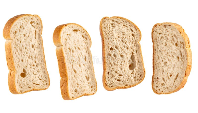 Four Slices of Bread Falling Against Transparent Background Stock Image ...