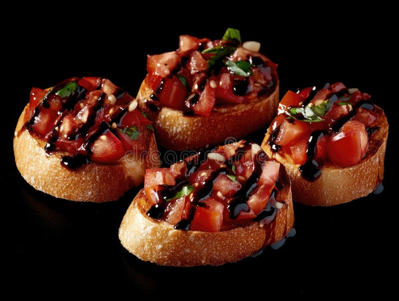 Four Slices of Bread with Toppings Stock Photo - Image of culinary ...