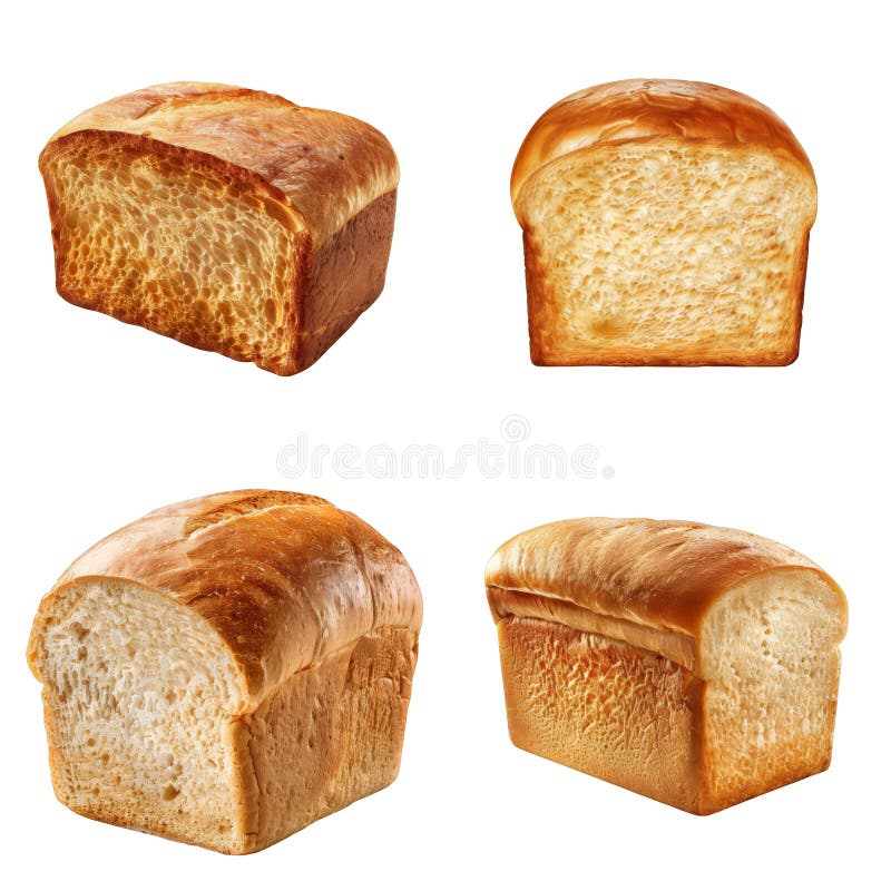 Four Slices of Freshly Baked White Bread Stock Photo - Illustration of ...