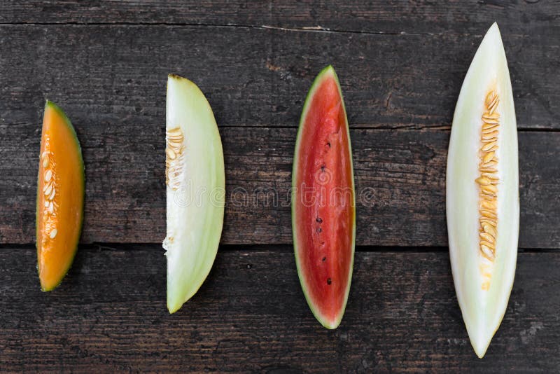 Four slices of melons stock photo. Image of fresh, healthy - 91847954