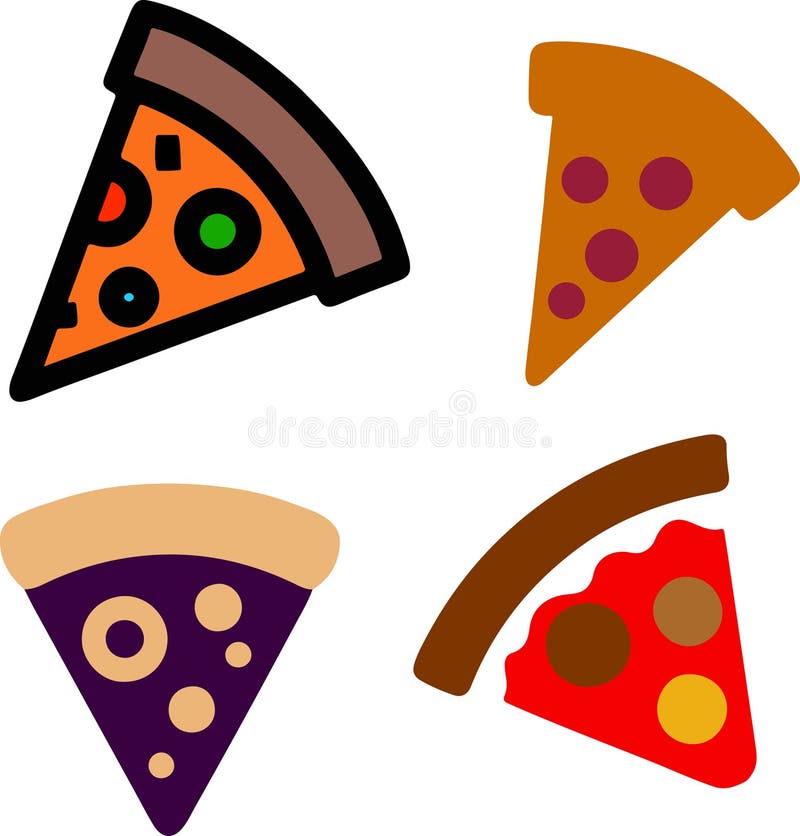 Four Slices of Pizza with Different Toppings Stock Vector ...