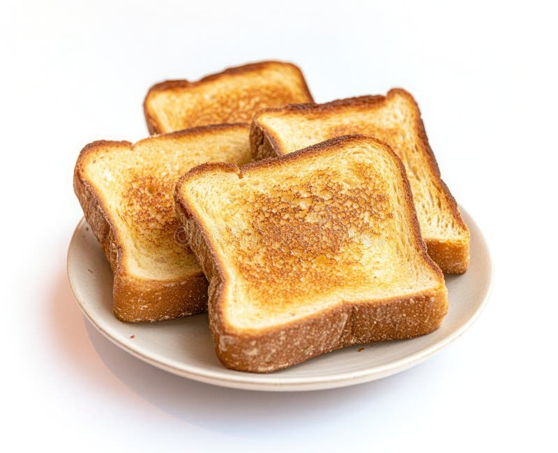 Four Slices of Toast are on a White Plate Stock Illustration ...
