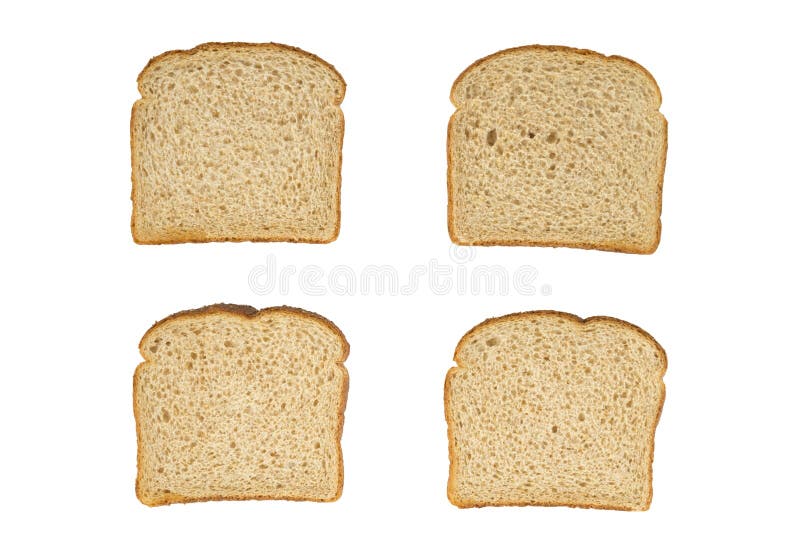 Four Slices Wheat Bread Top View Stock Image - Image of isolated ...