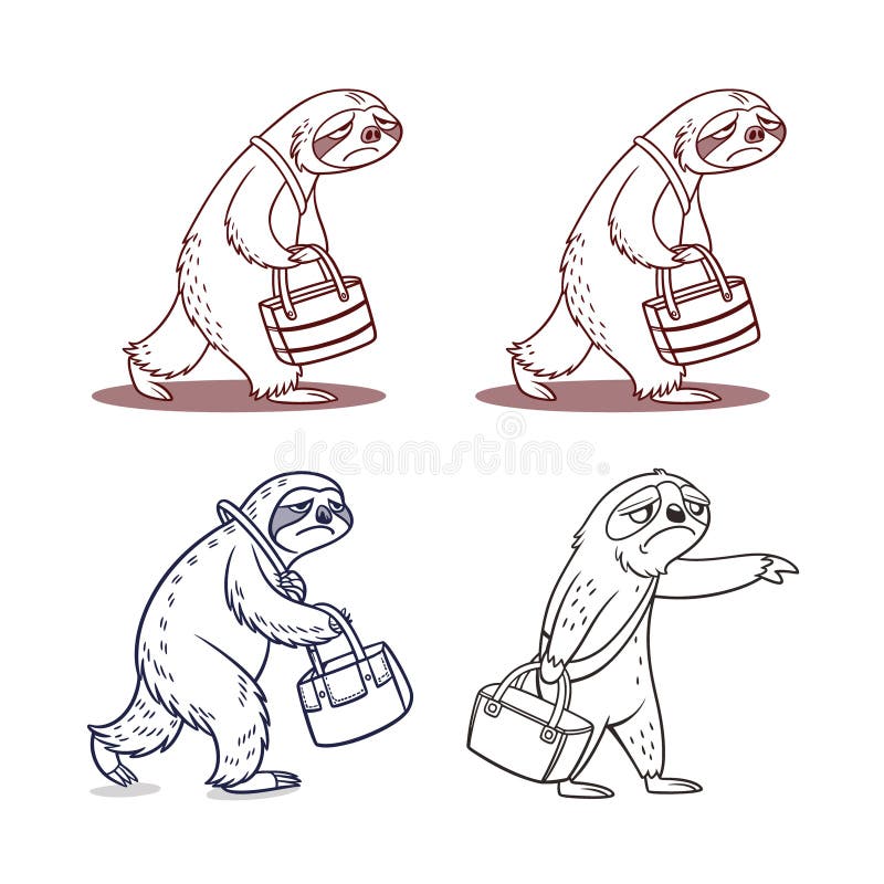 Sloth Progress: Evolution of a Working Sloth Stock Vector ...