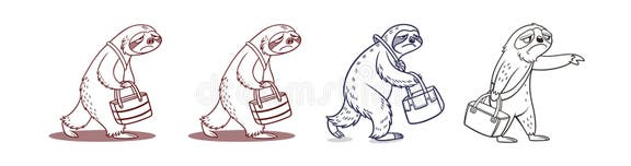 Sloth Progress: Evolution of a Working Sloth Stock Vector ...