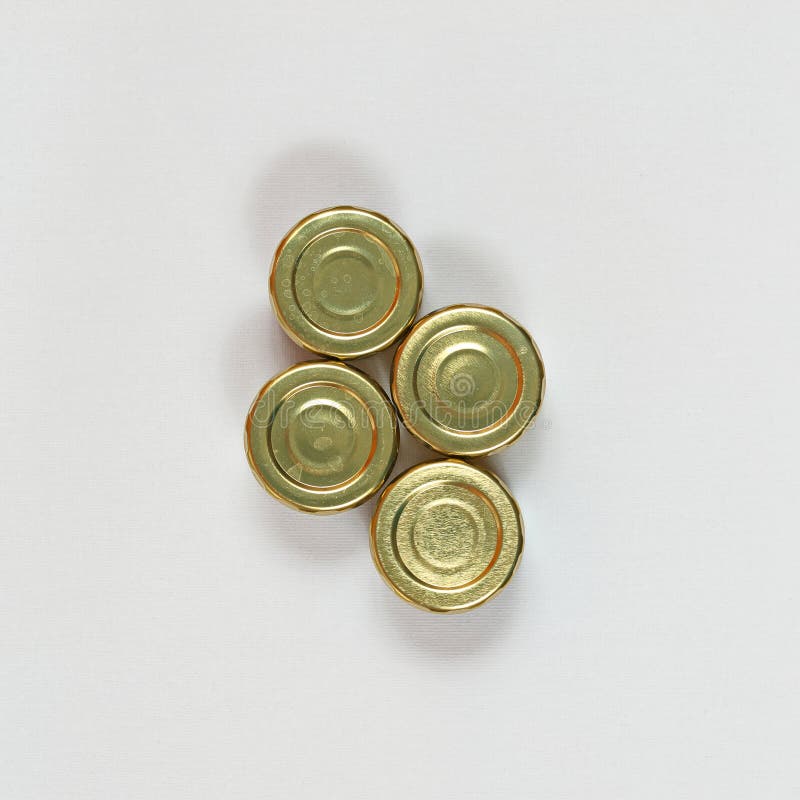 Golden Jars Top View stock photo. Image of jars, objects - 203585890