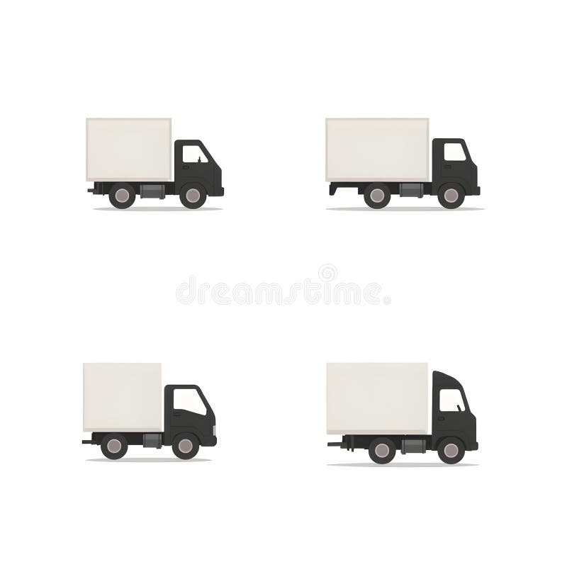 Set of Lorry Cargo Semi Truck Icons Delivery Transportation Commercial ...