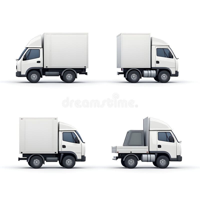 Set of Lorry Cargo Semi Truck Icon Delivery Transportation Commercial ...