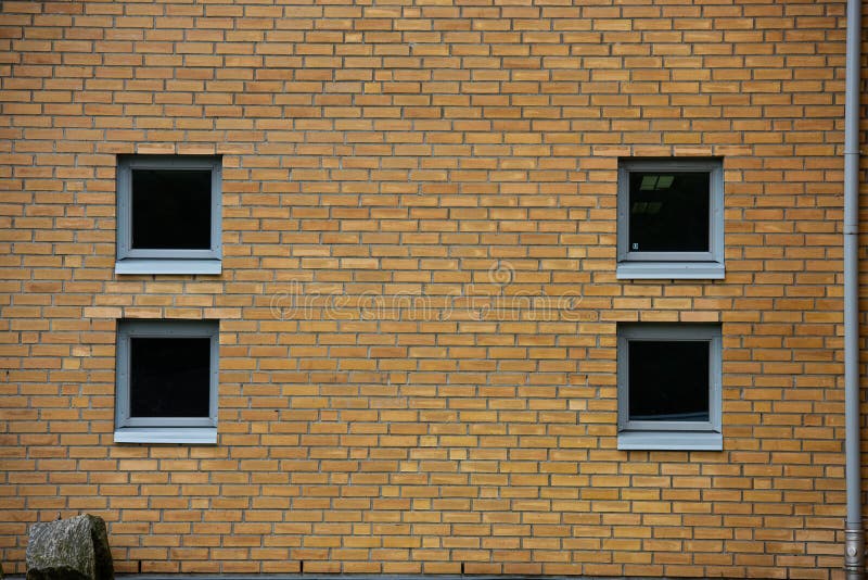 Four Small Windows in a Brick Wall.. Stock Photo - Image of blue ...