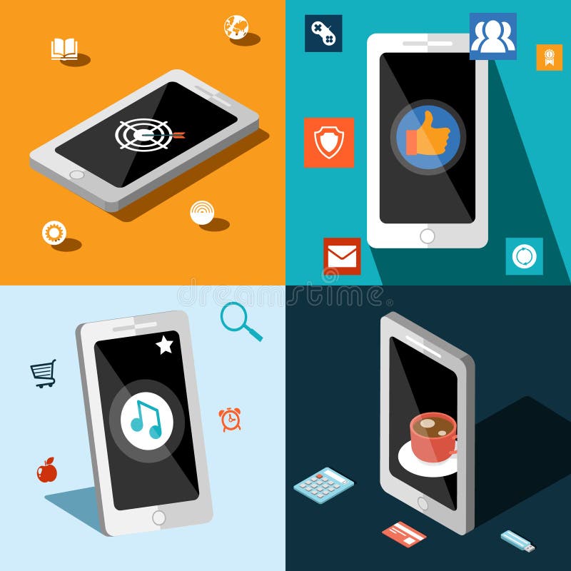 Four Smart Phones in Panels Stock Vector - Illustration of device ...