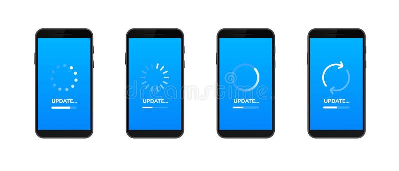 Mobile Devices Displaying Software Update Progress with Different ...