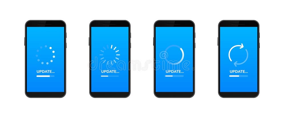 Mobile Devices Displaying Software Update Progress with Different ...